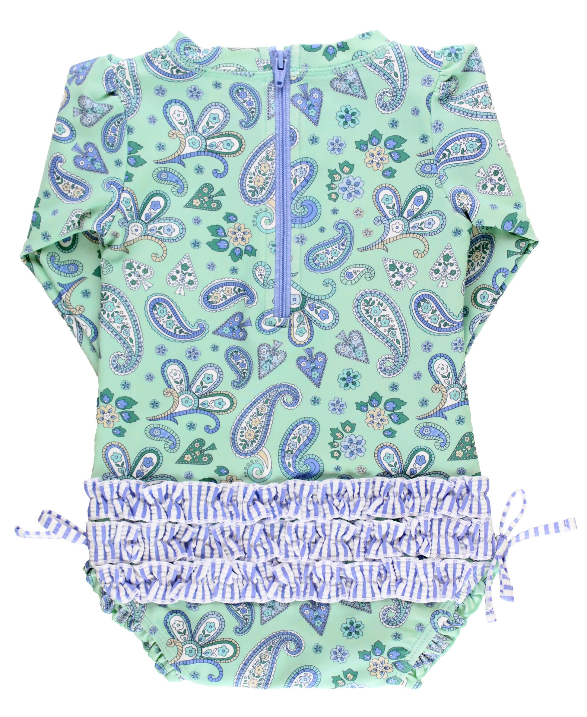 Ruffle Butts Long Sleeve One Piece Rash Guard - Sea Glass Paisley ...